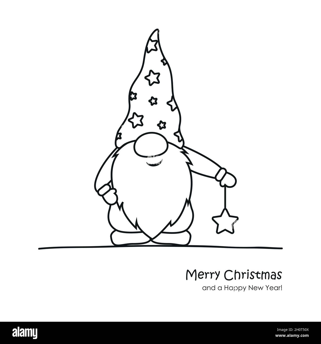 cute christmas dwarf cartoon for coloring book Stock Vector Image & Art ...