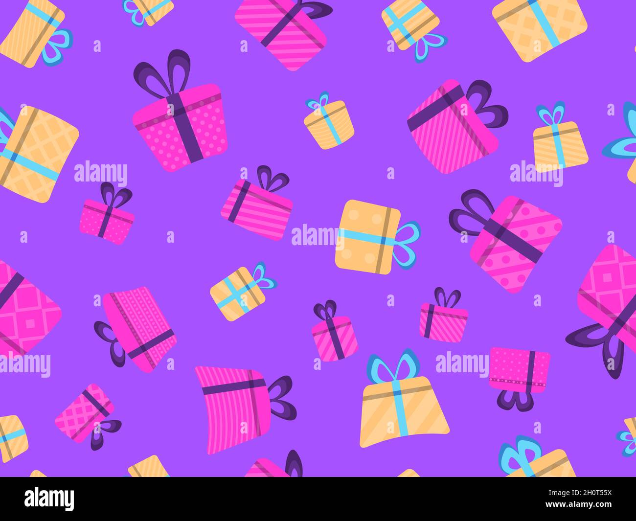Colorful gift boxes seamless pattern. Collection of various gift boxes ...
