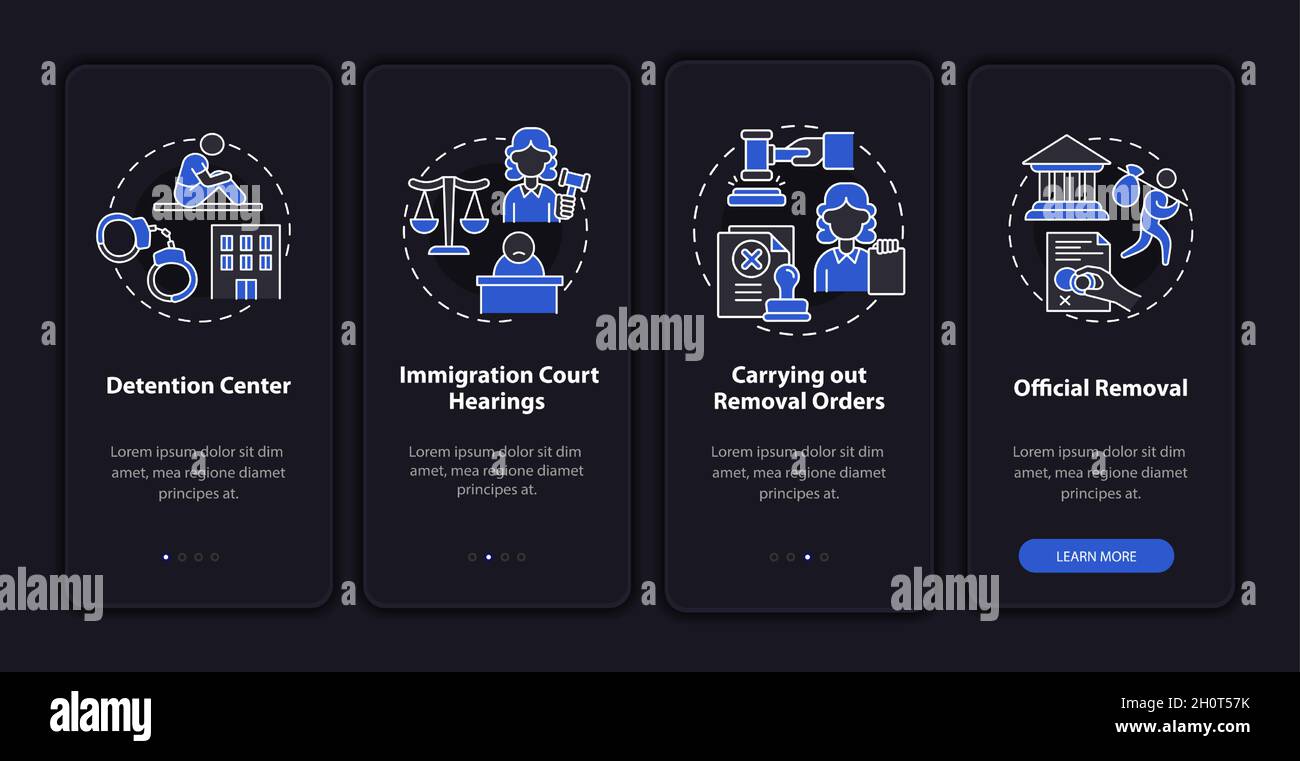 Deportation process steps onboarding mobile app page screen Stock Vector Image & Art - Alamy