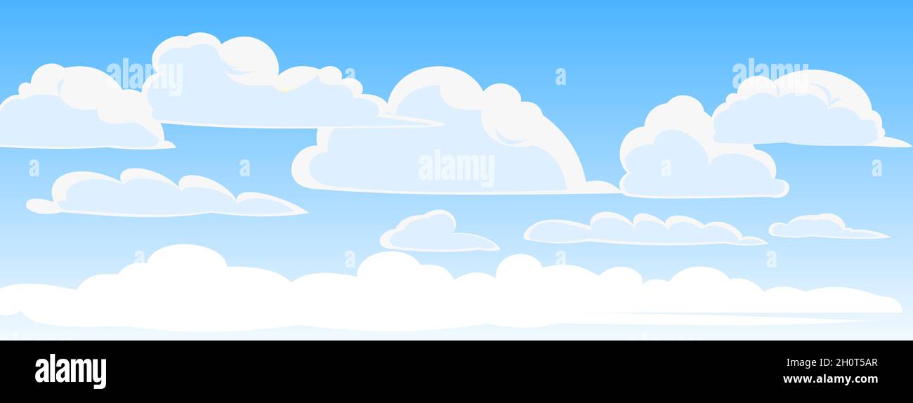 Sky clouds vector. Illustration in cartoon style flat design. Heavenly ...