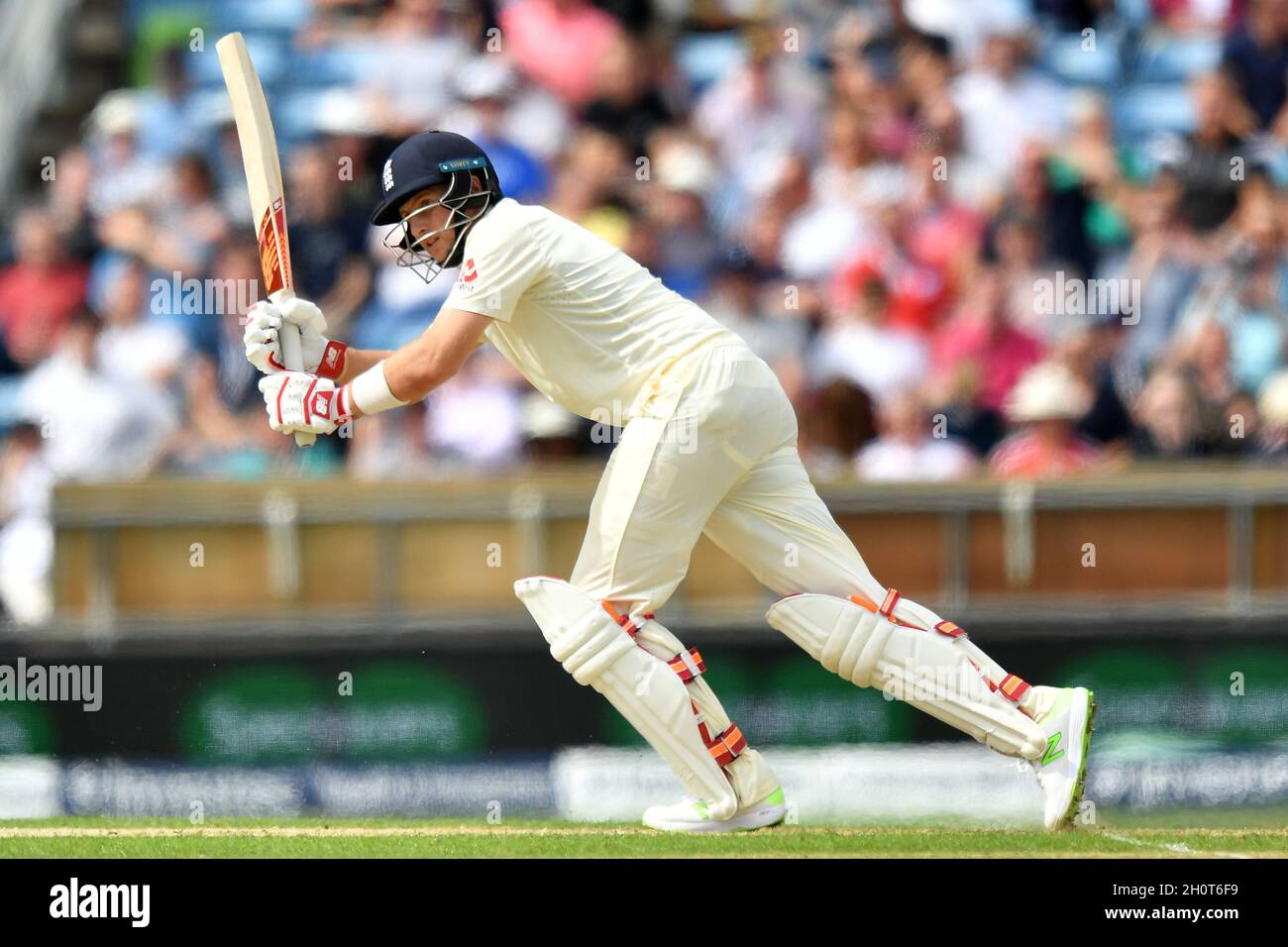 England's Joe Root bats during the first day of the second Investec ...
