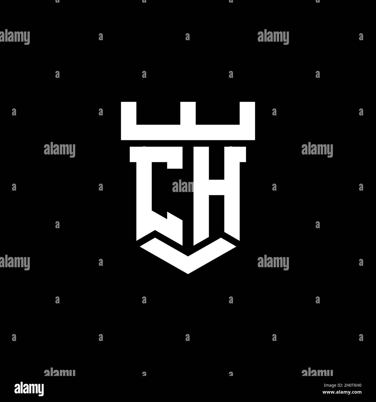 CH logo initial monogram with castle shape style design template ...