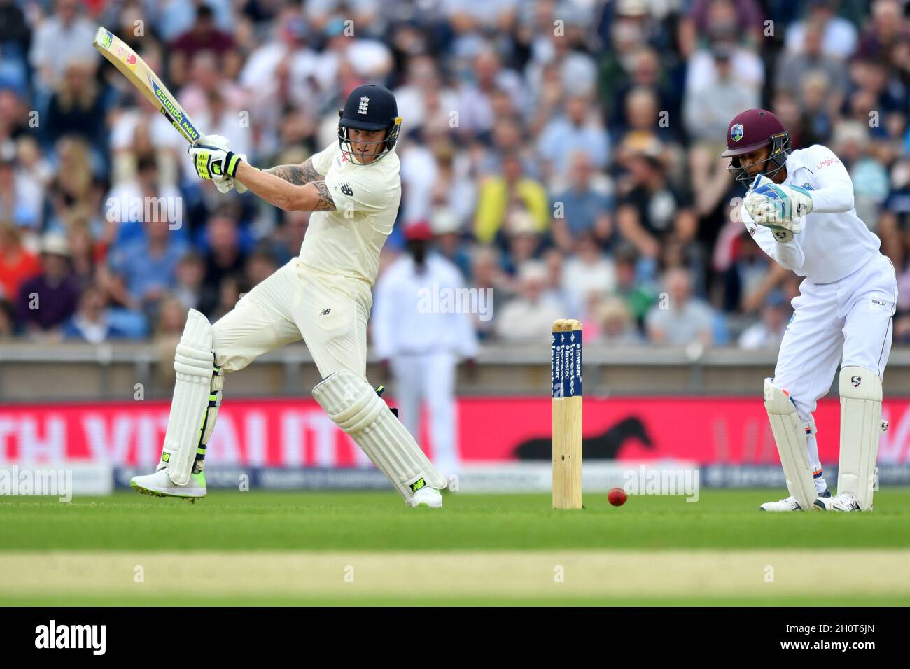 England's Ben Stokes bats during the first day of the second Investec ...