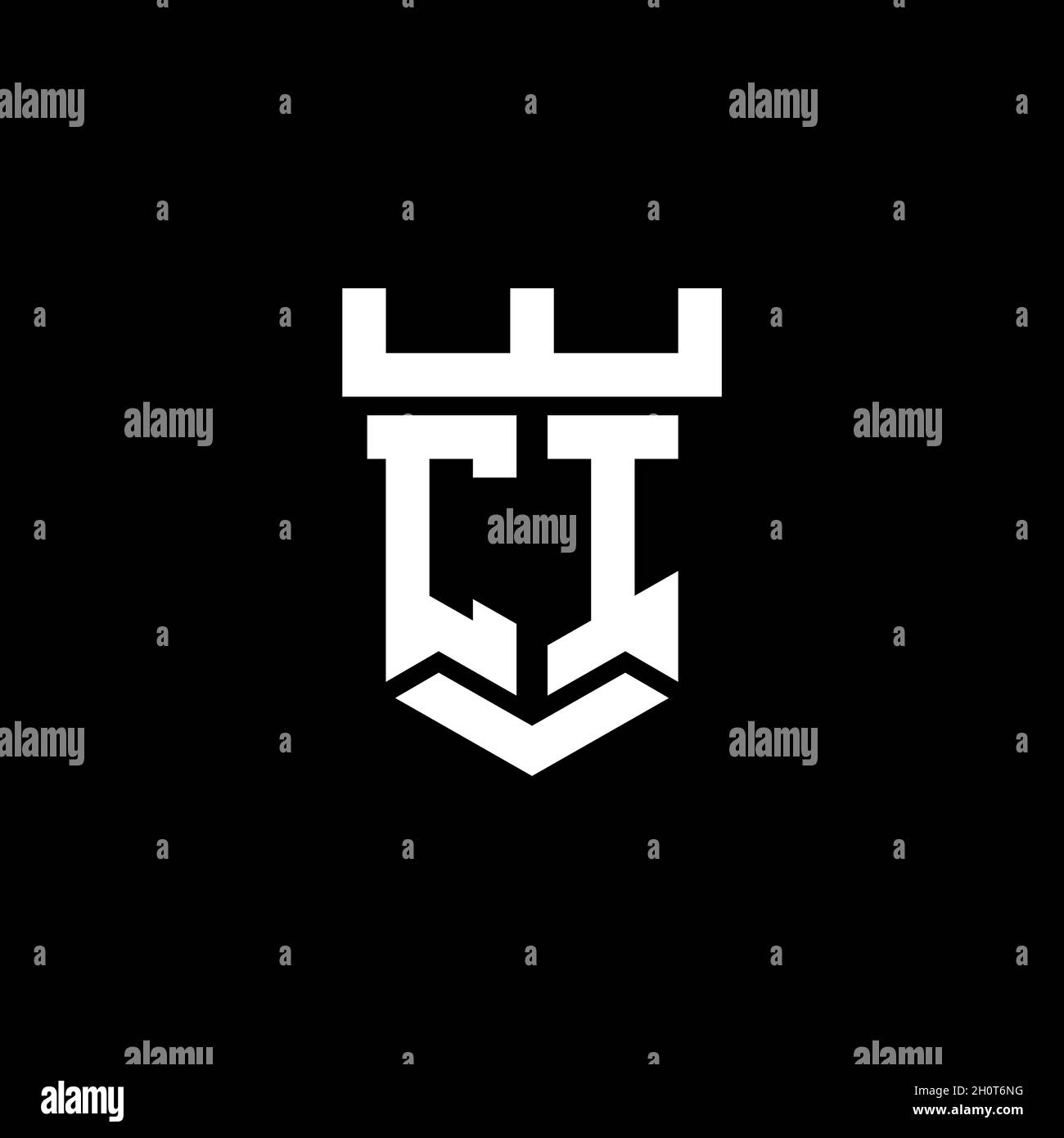 CI logo initial monogram with castle shape style design template ...