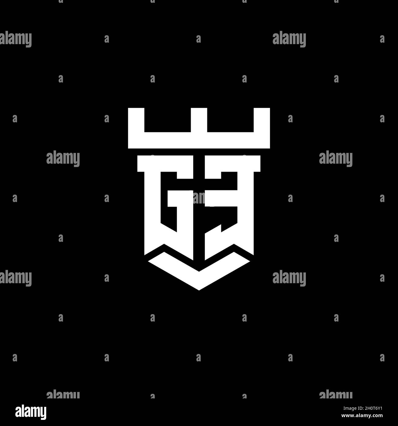 GE logo initial monogram with castle shape style design template ...