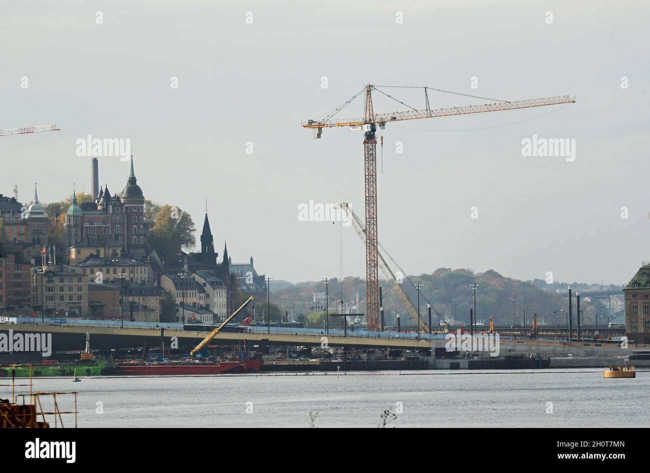 View at Guldbron, The Golden bridge, at Slussen in Stockholm, Sweden ...
