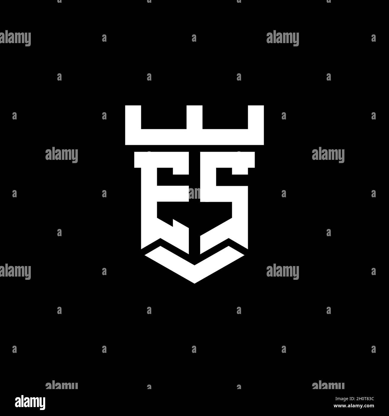 ES logo initial monogram with castle shape style design template ...