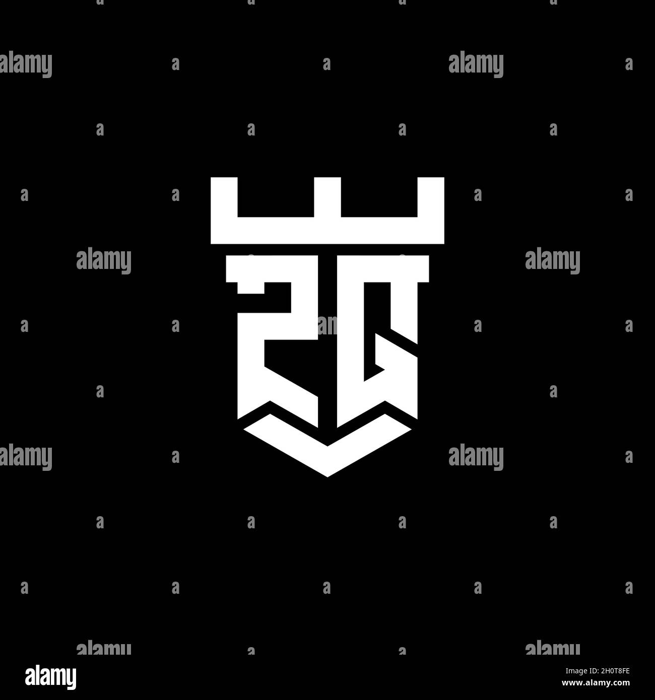 ZQ logo initial monogram with castle shape style design template ...
