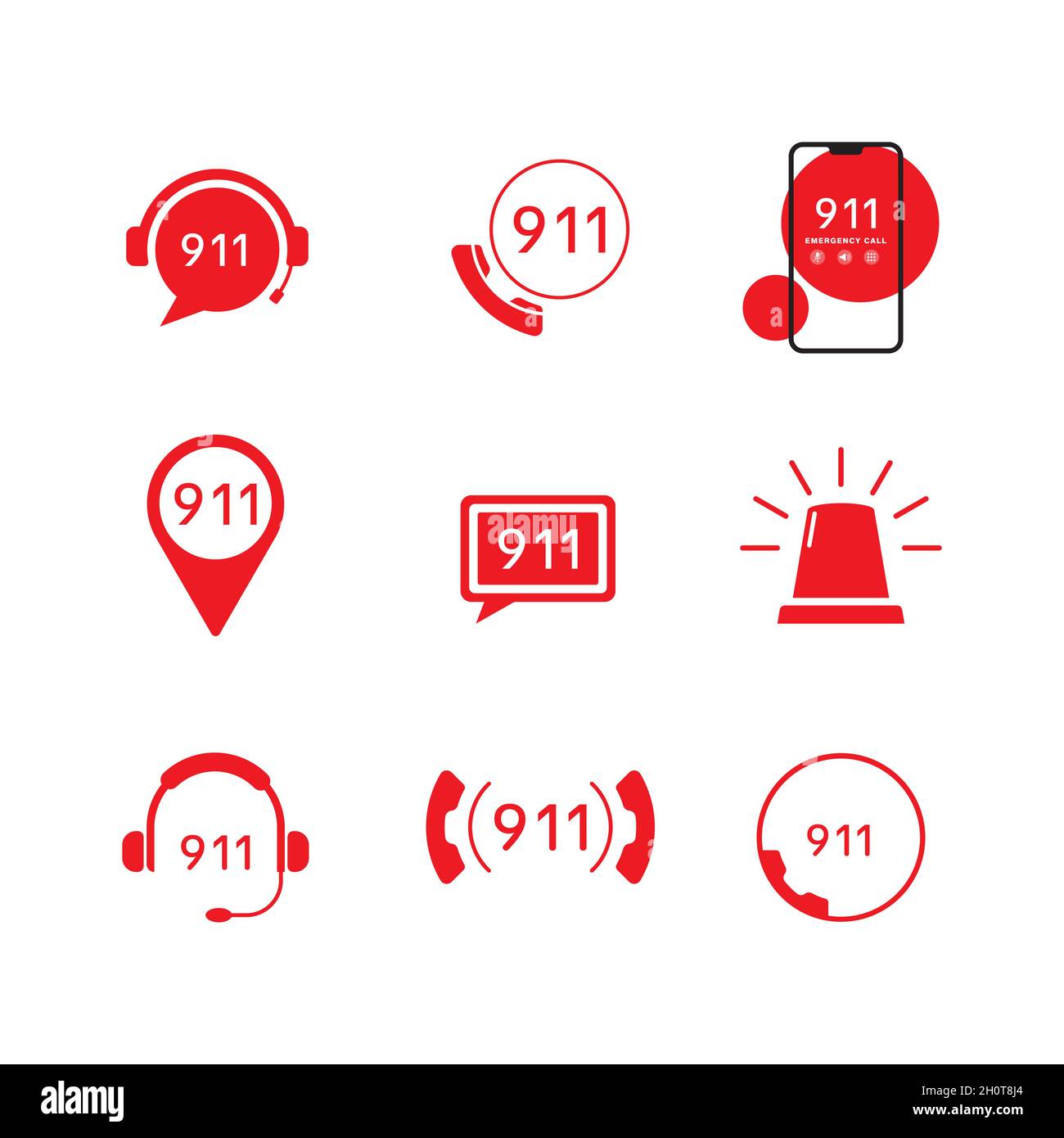 911 Emergency Vector icon design illustration Template Stock Photo - Alamy