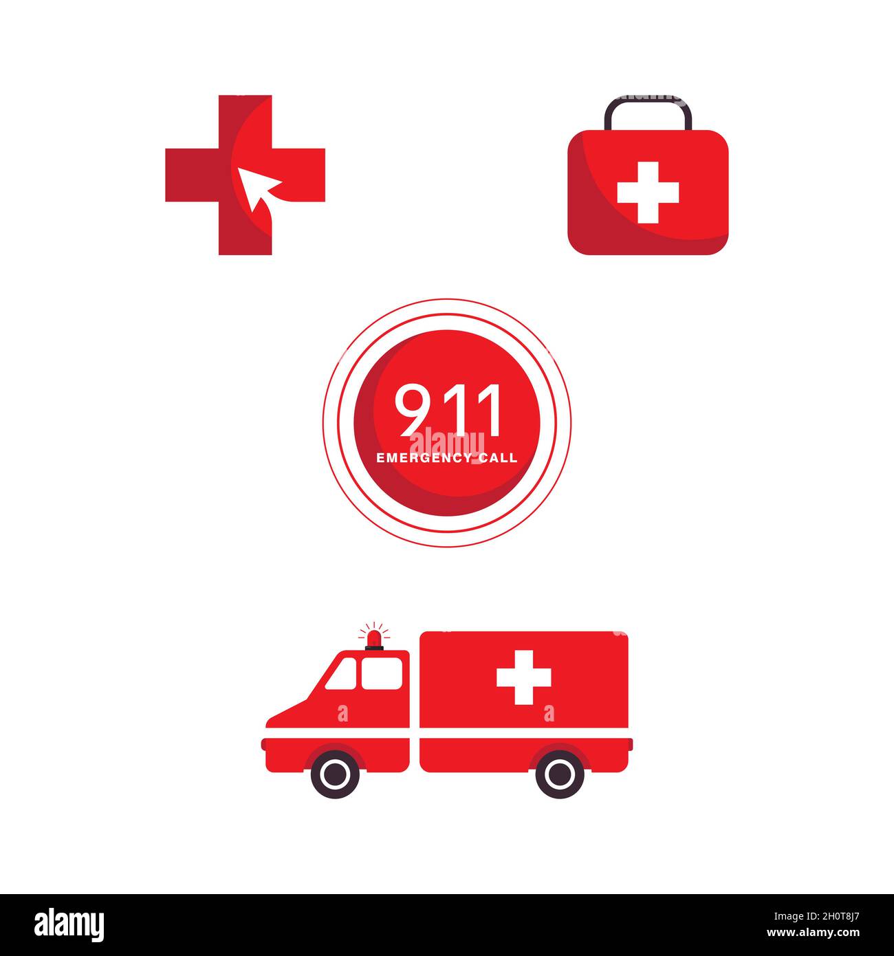 911 Emergency Vector icon design illustration Template Stock Photo - Alamy