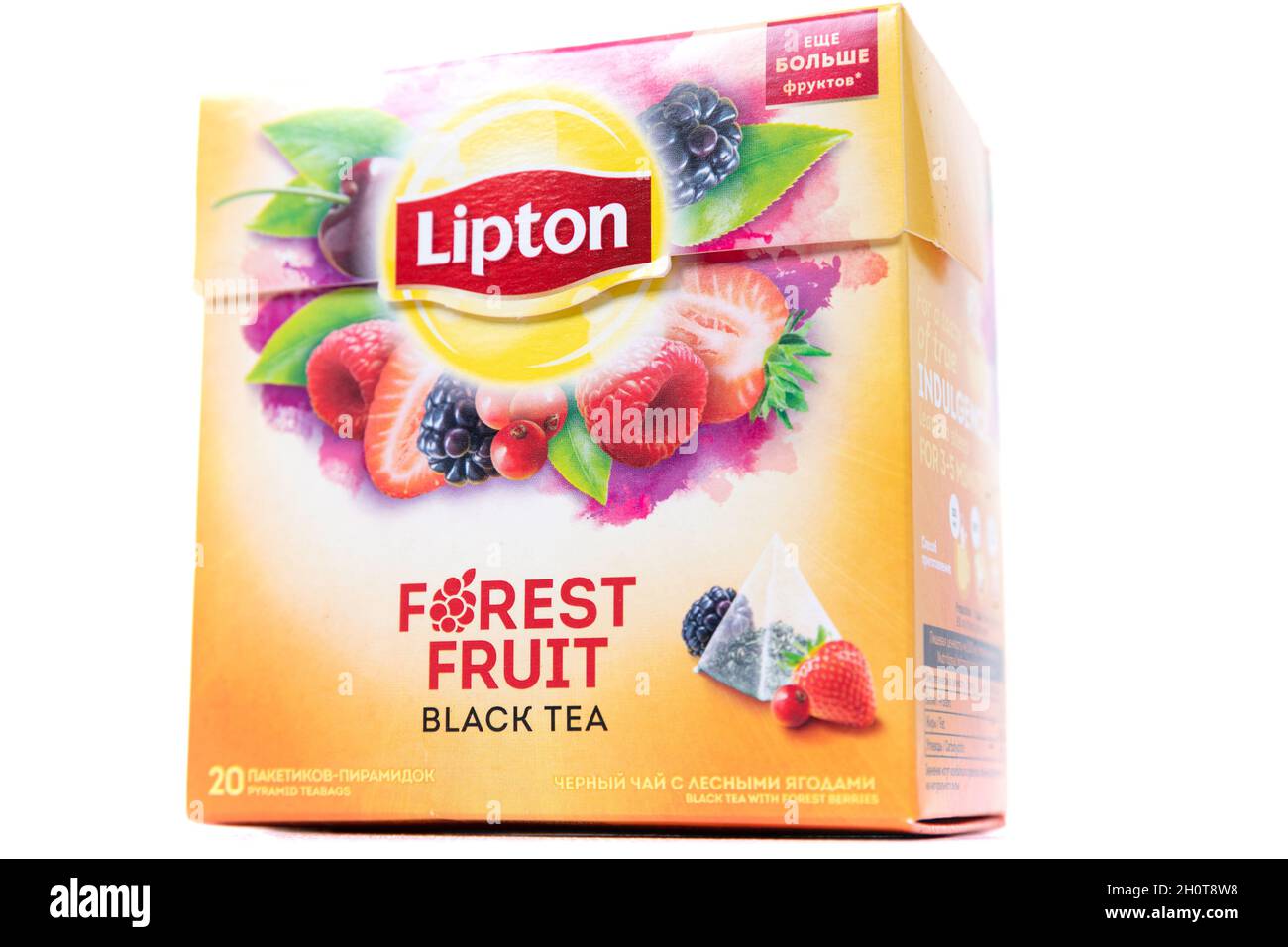 MINSK, BELARUS - OCT 14, 2021: lipton forest fruit, tea packaging close ...