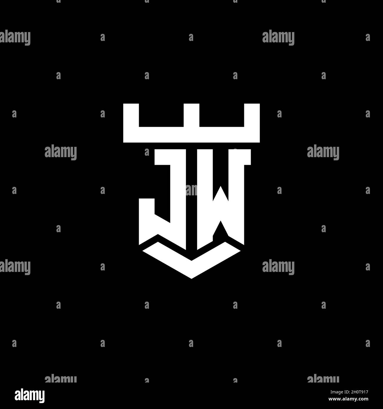 JW logo initial monogram with castle shape style design template ...