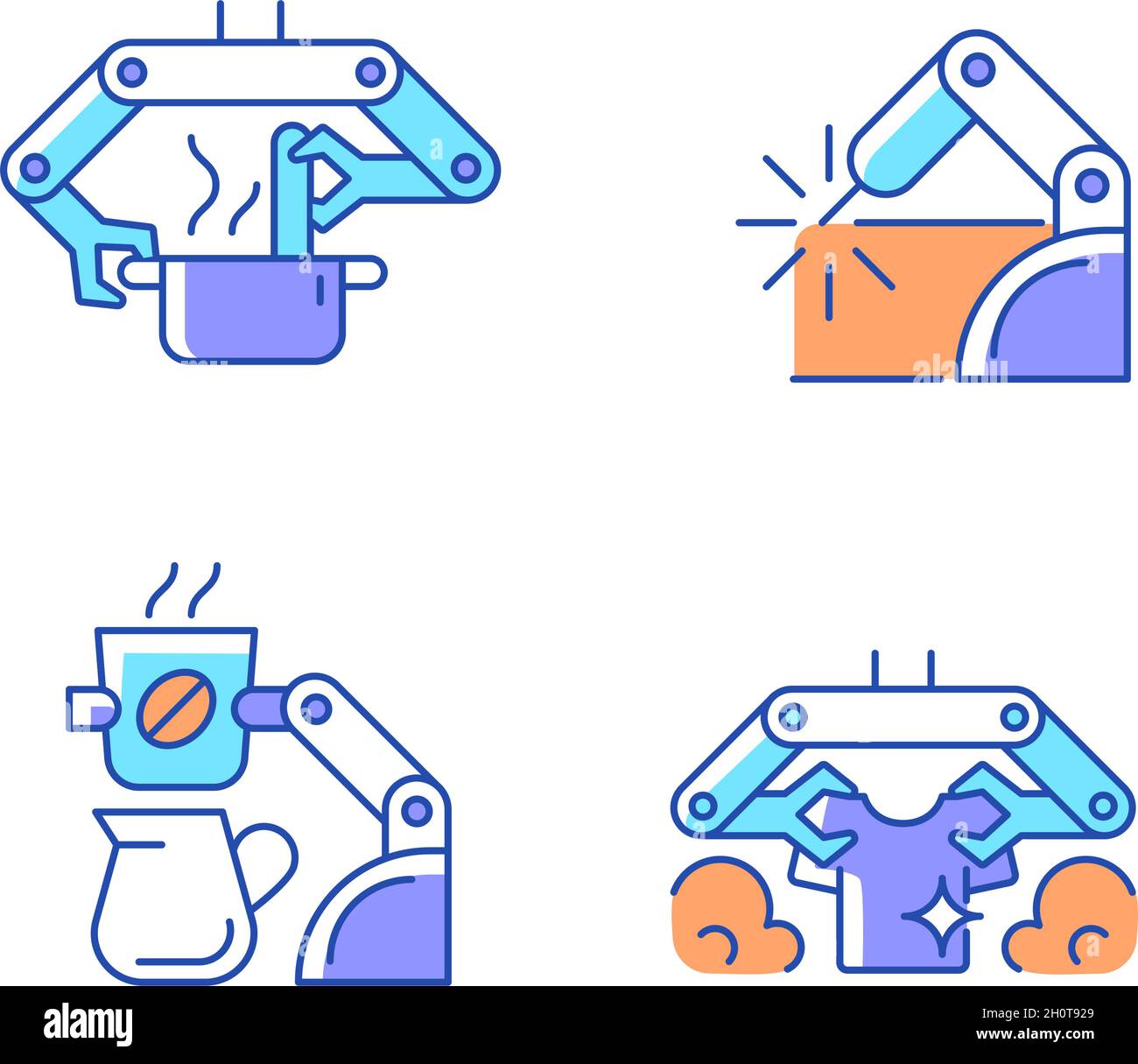 Automated mechanical devices RGB color icons set Stock Vector Image ...