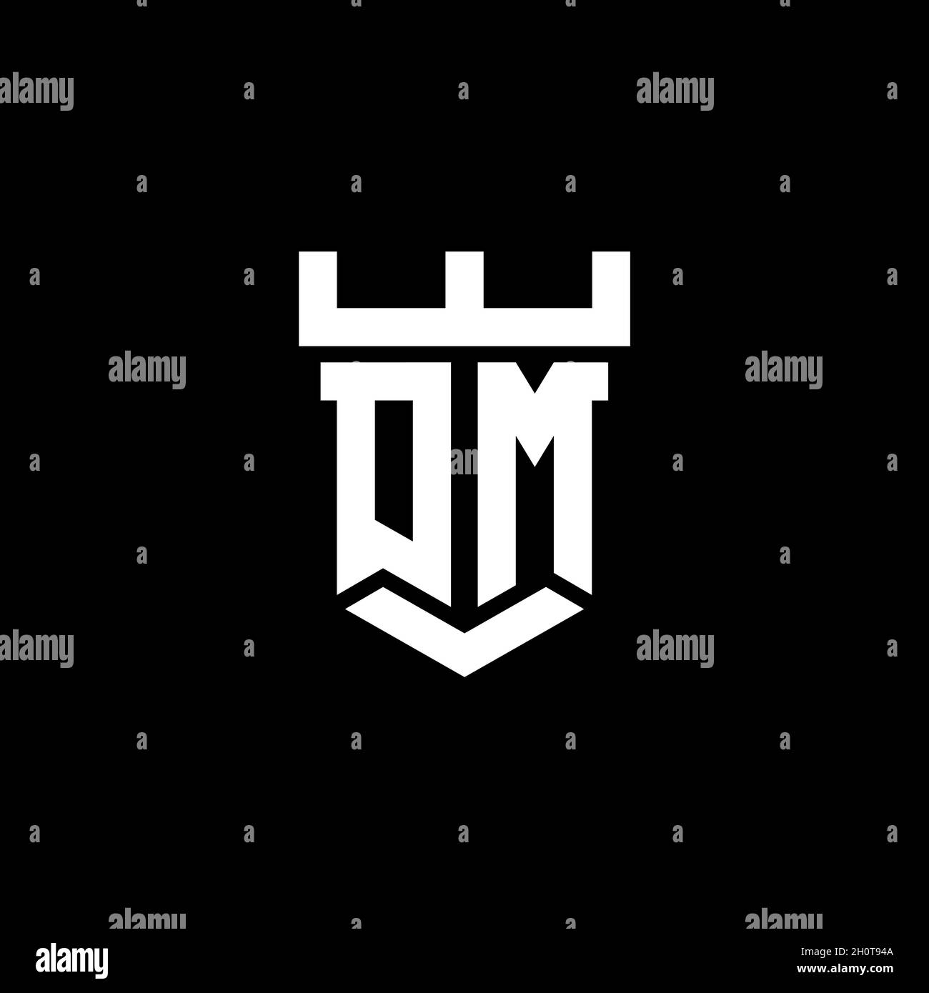 OM logo initial monogram with castle shape style design template ...