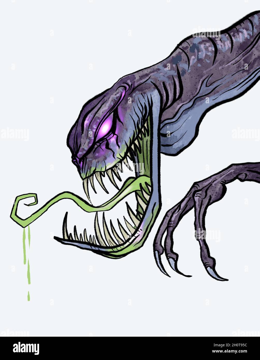 a hideous drooling monster hand drawn illustration Stock Photo - Alamy