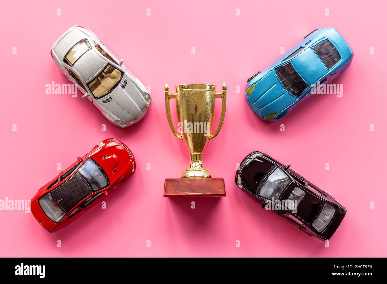 Sport rally car champion award - golden trophy cup with car models, top ...