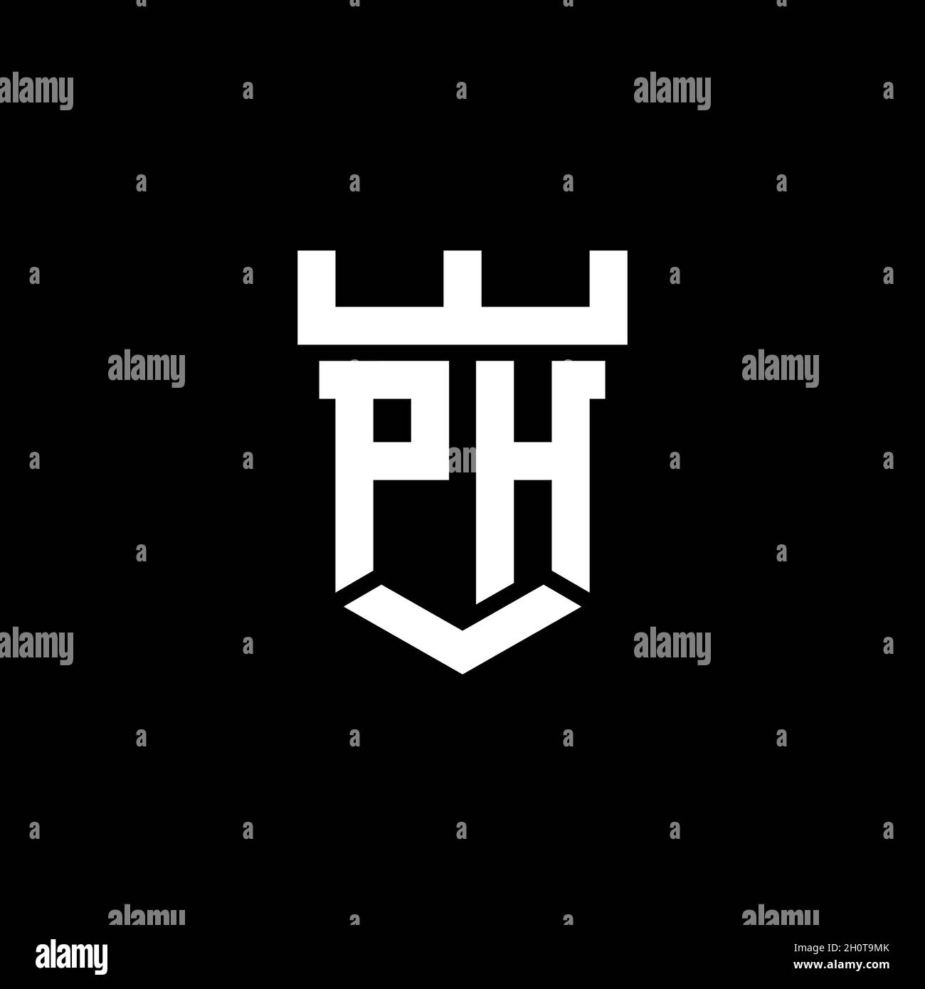 PH logo initial monogram with castle shape style design template ...