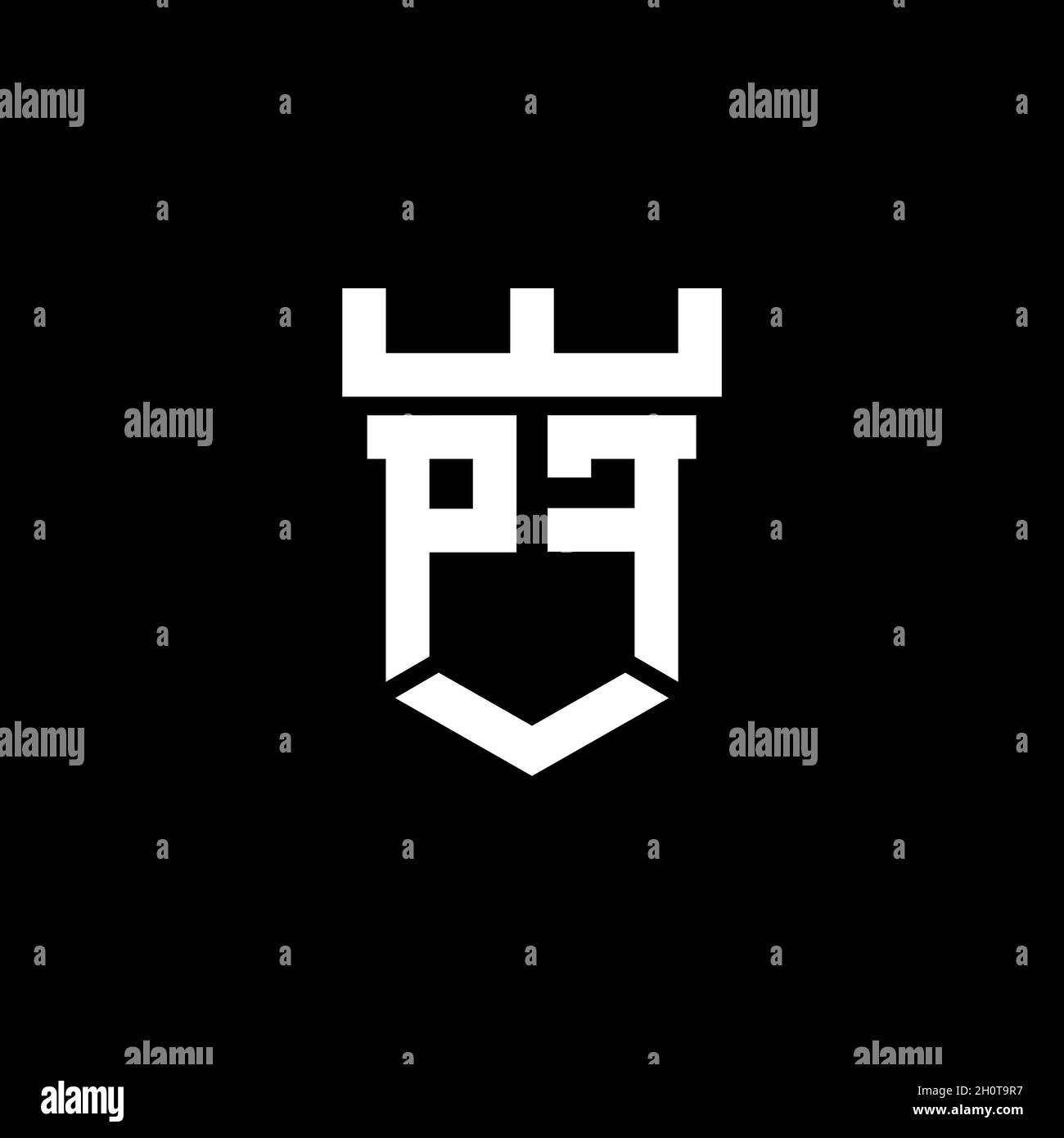 PF logo initial monogram with castle shape style design template ...