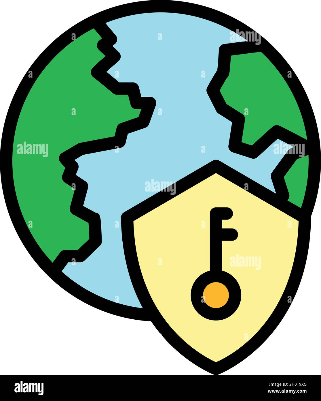 Global ssl security icon. Outline global ssl security vector icon color ...