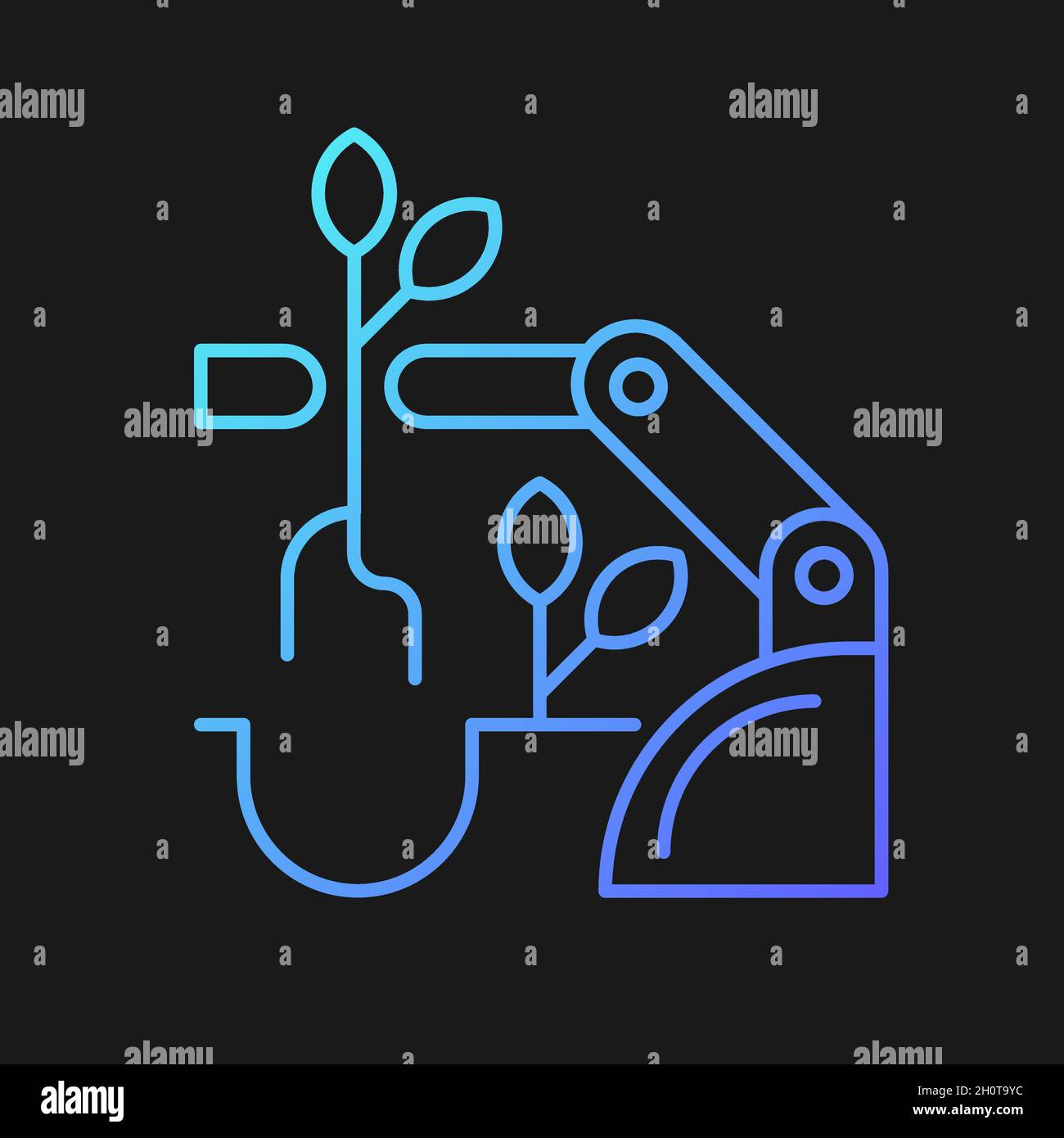 Robots for planting gradient vector icon for dark theme Stock Vector ...