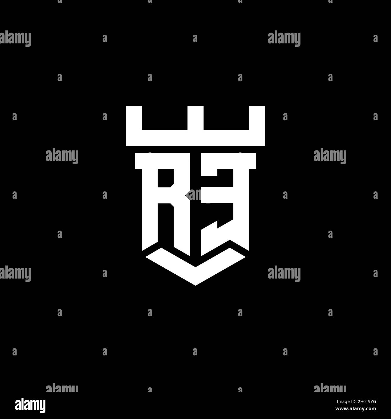 RE logo initial monogram with castle shape style design template ...