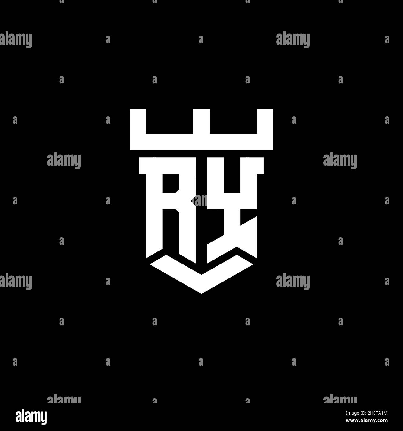 RY logo initial monogram with castle shape style design template ...