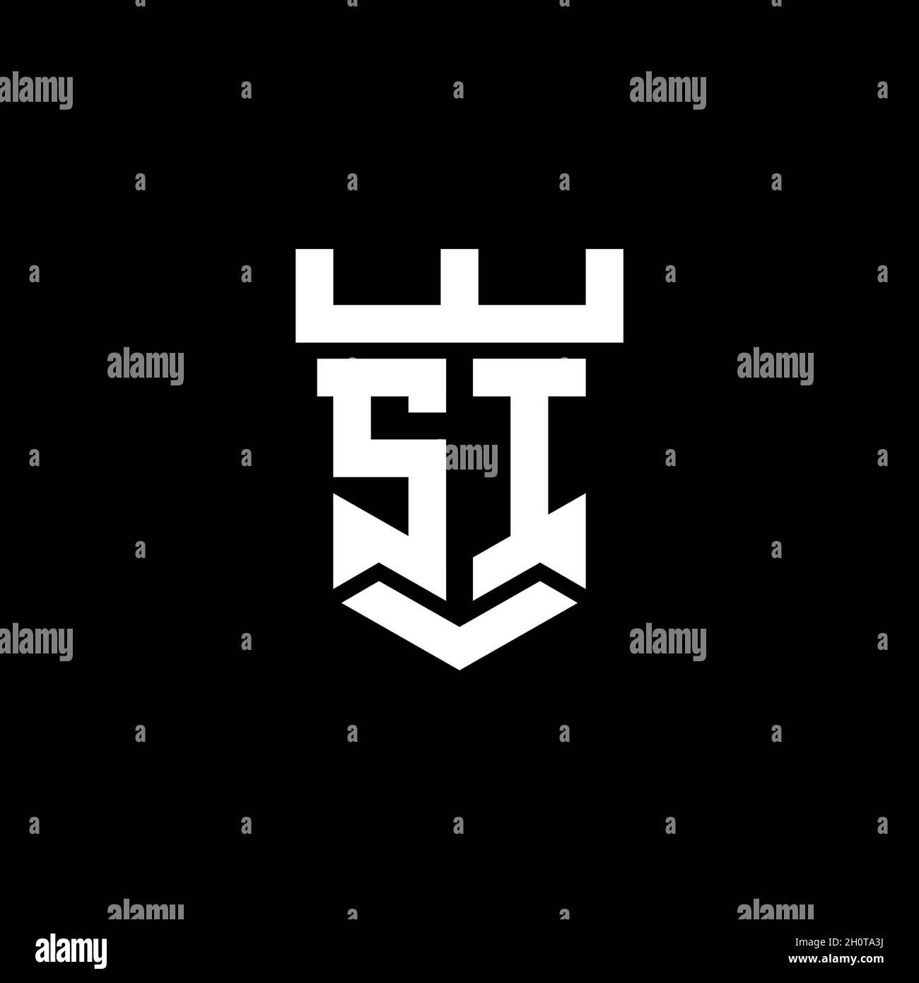 SI logo initial monogram with castle shape style design template ...