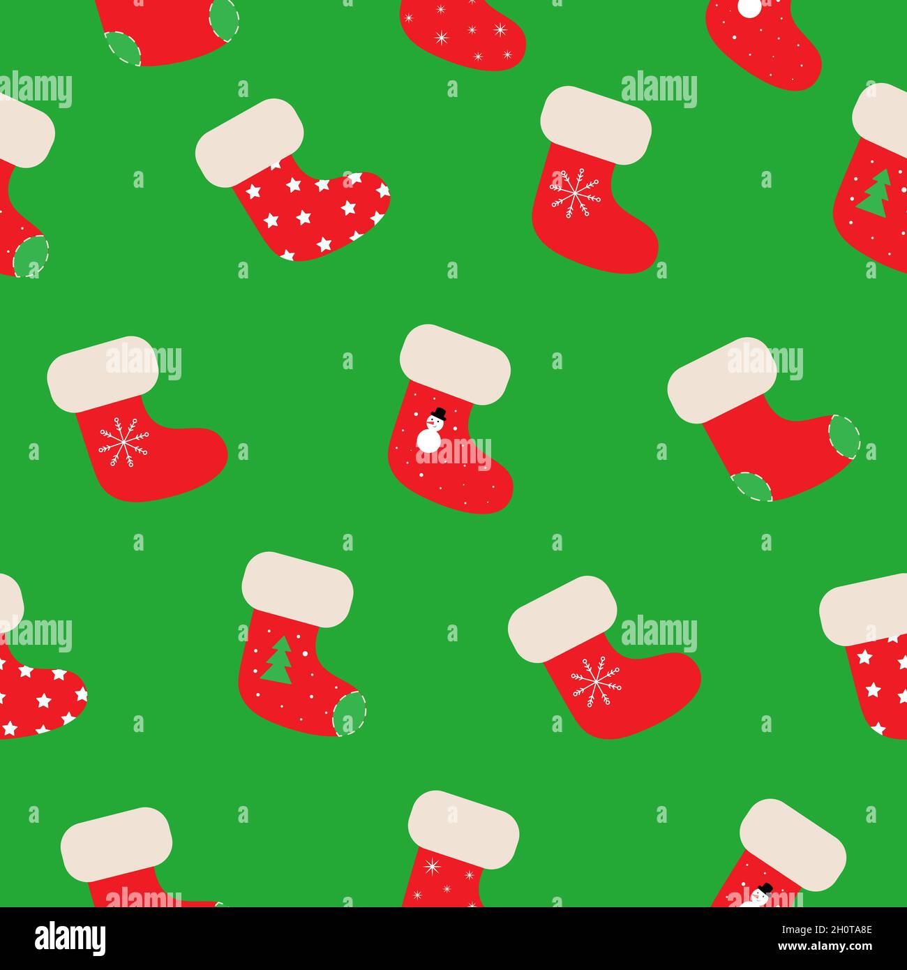 Cute cartoon Christmas stocking seamless pattern at Stock Vector Image ...