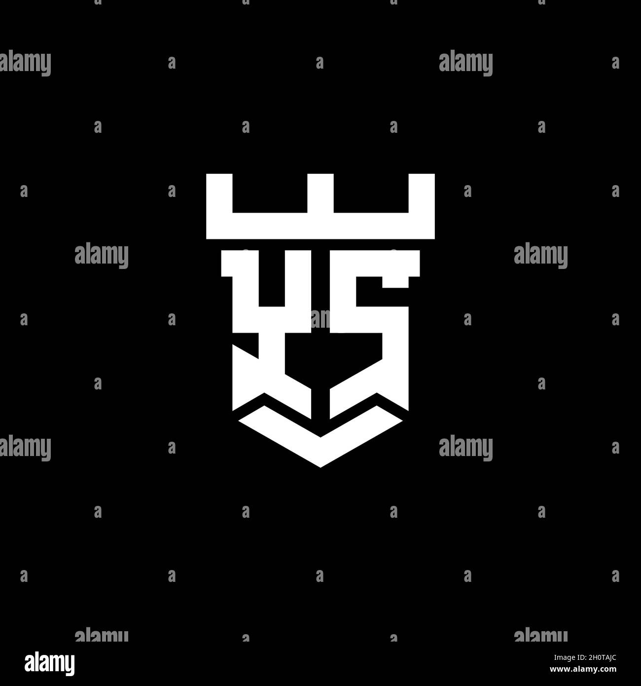 YS logo initial monogram with castle shape style design template isolated in black background ...