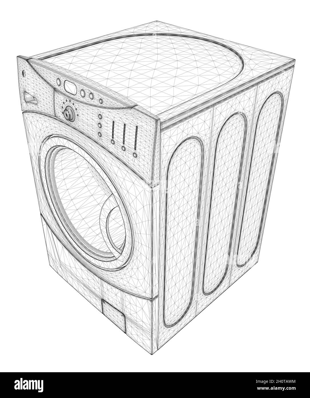 Washing machine wireframe from black lines isolated on white background ...
