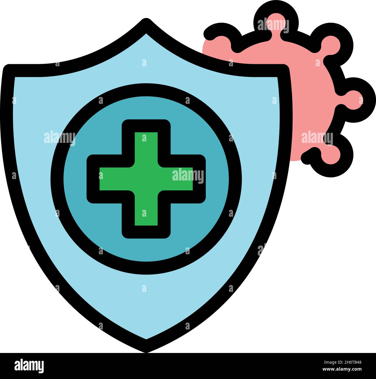 Immune shield icon. Outline immune shield vector icon color flat ...