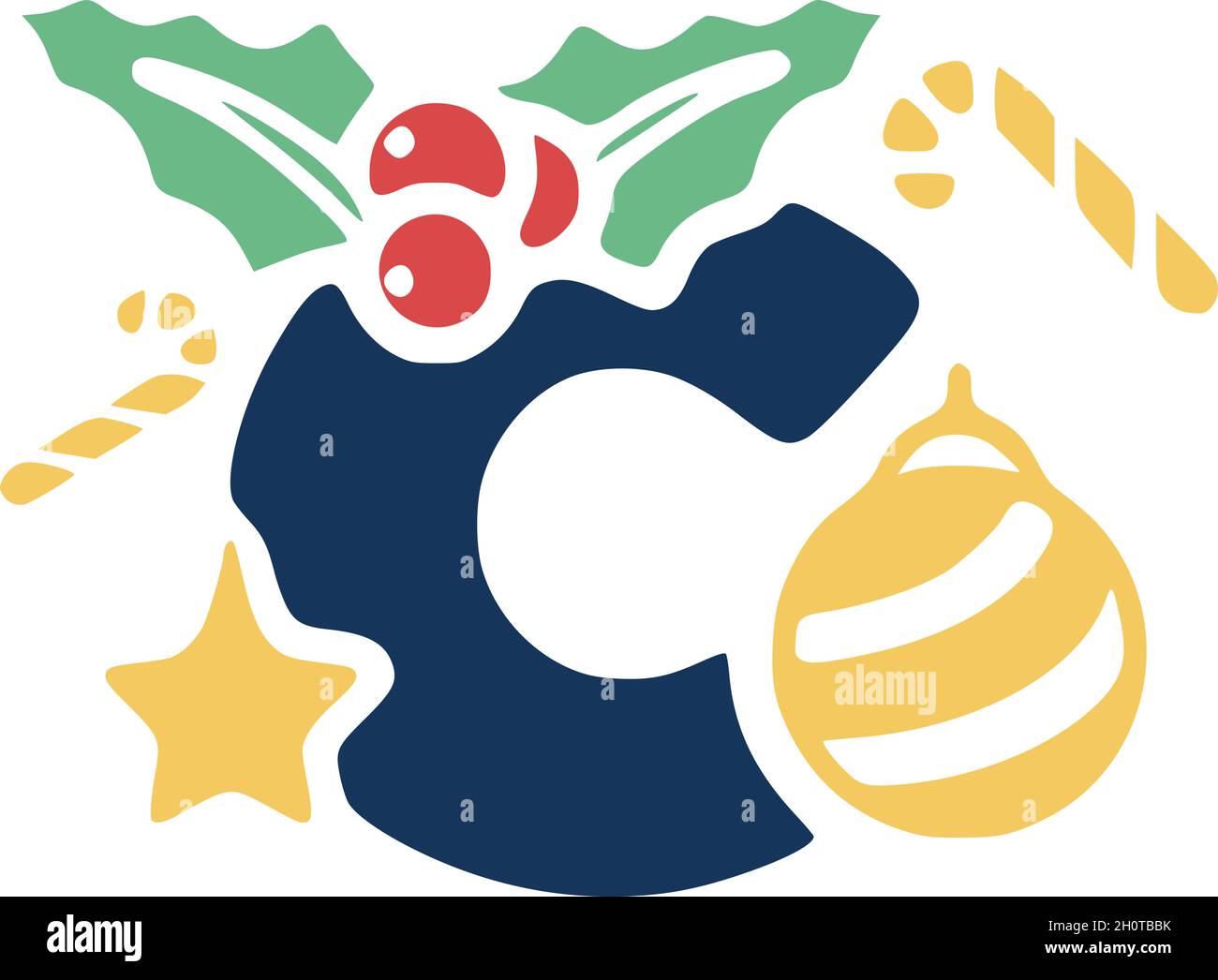 The letter c is decorated with mistletoe and Christmas elements. New ...