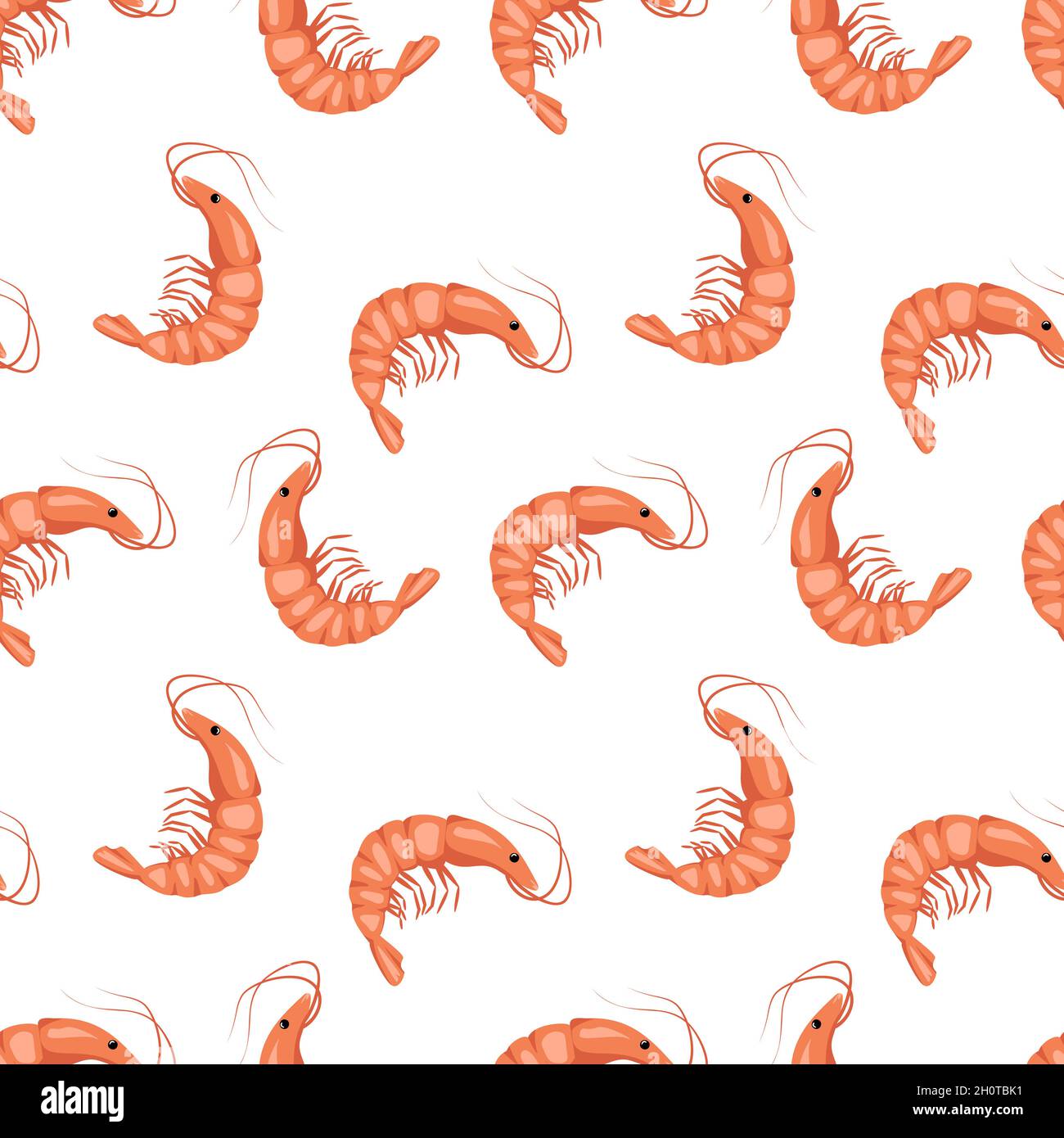 Seamless pattern with shrimps or prawns on a white background. Cute ...