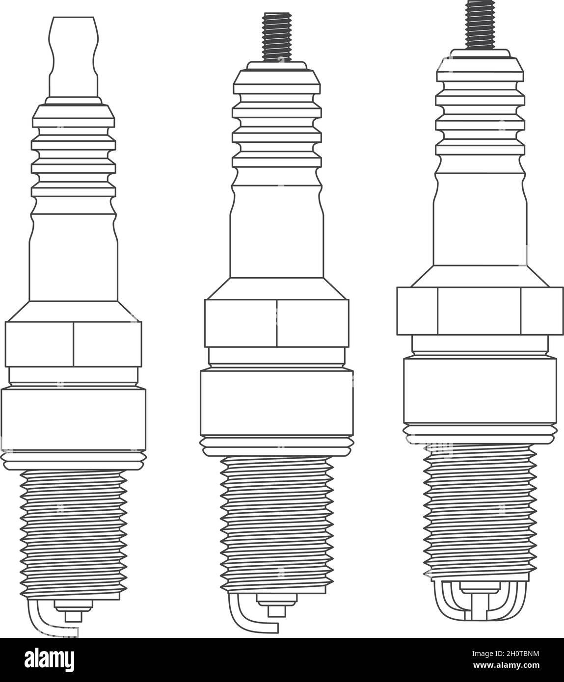 Vector outline set of car different spark plugs front view Stock Vector ...