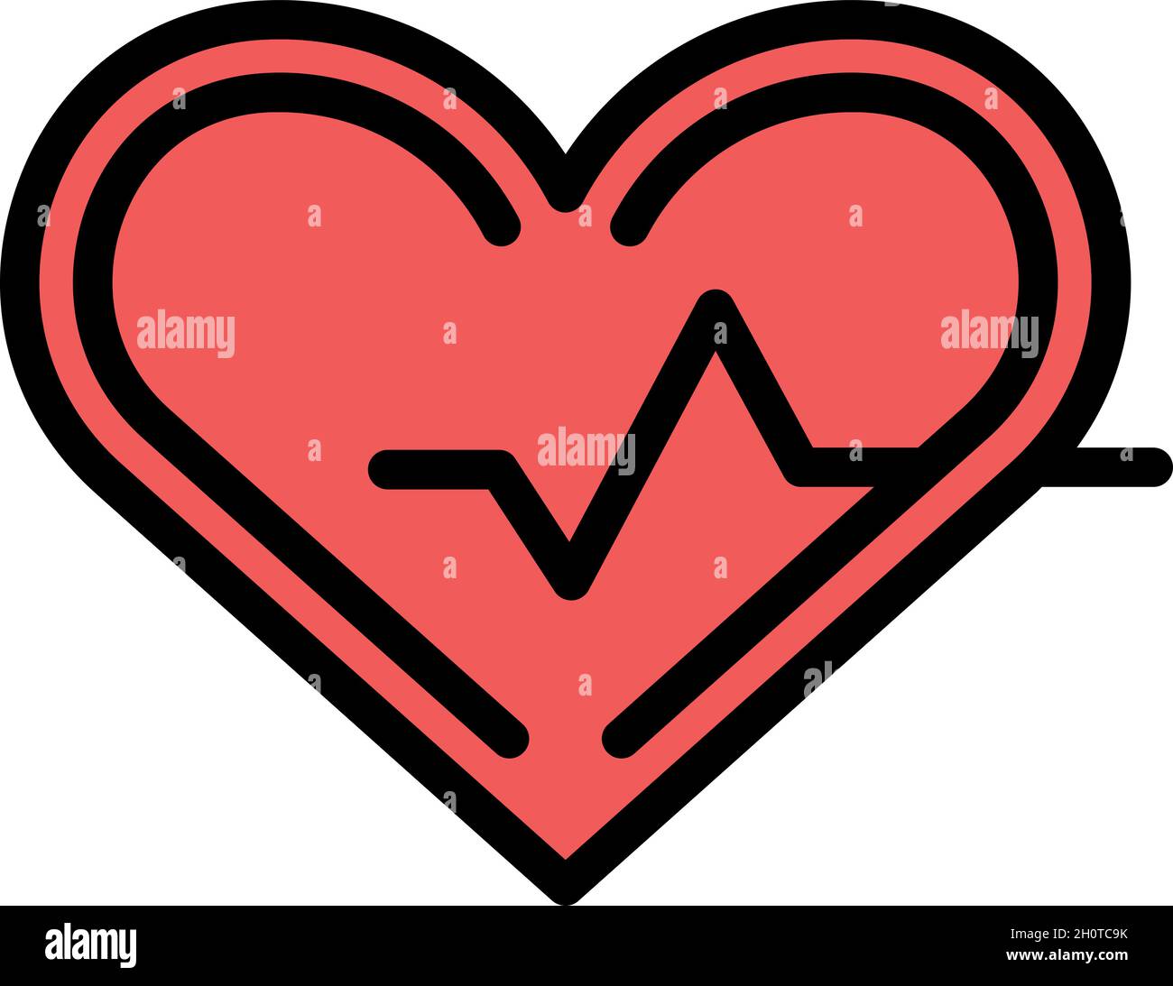 Heart analysis icon. Outline heart analysis vector icon color flat ...