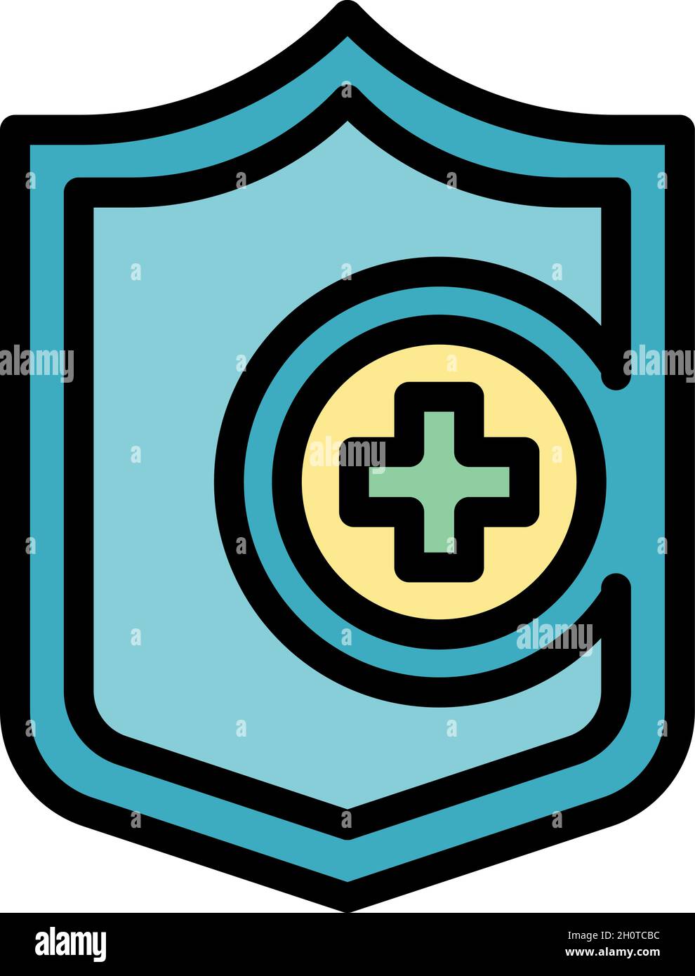 Medical shield icon. Outline medical shield vector icon color flat ...