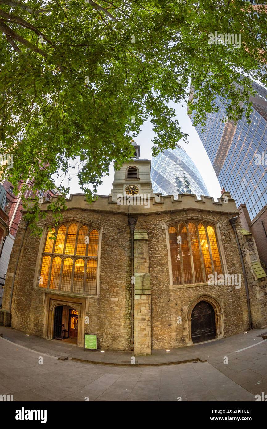 Wide angle photography showing the medieval church of St Helen's ...