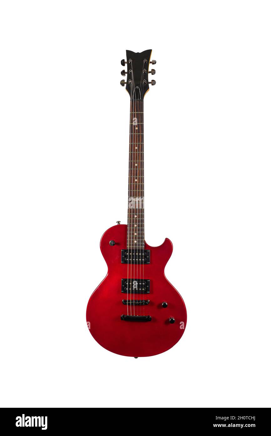 red Electric guitar isolated over white background Stock Photo - Alamy