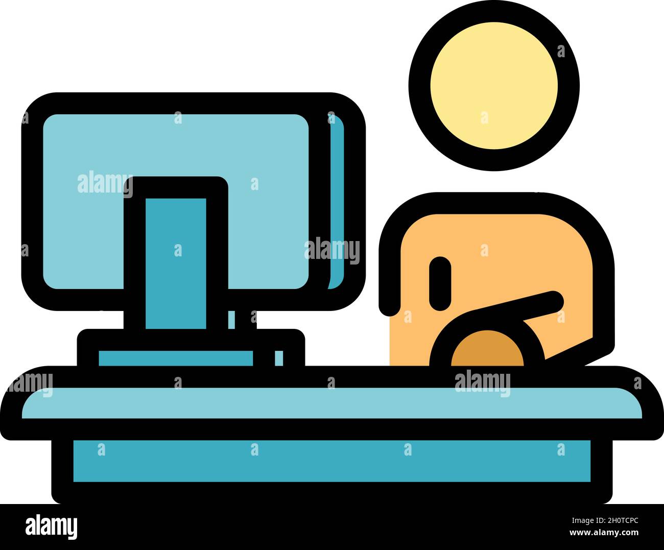 Ergonomic worker icon. Outline ergonomic worker vector icon color flat ...