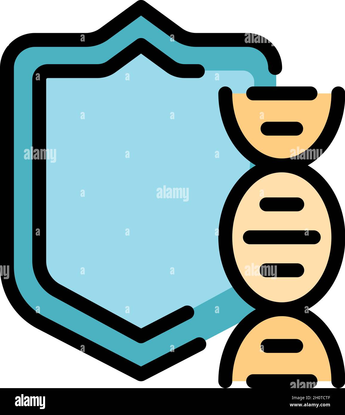 Shield dna icon. Outline shield dna vector icon color flat isolated ...