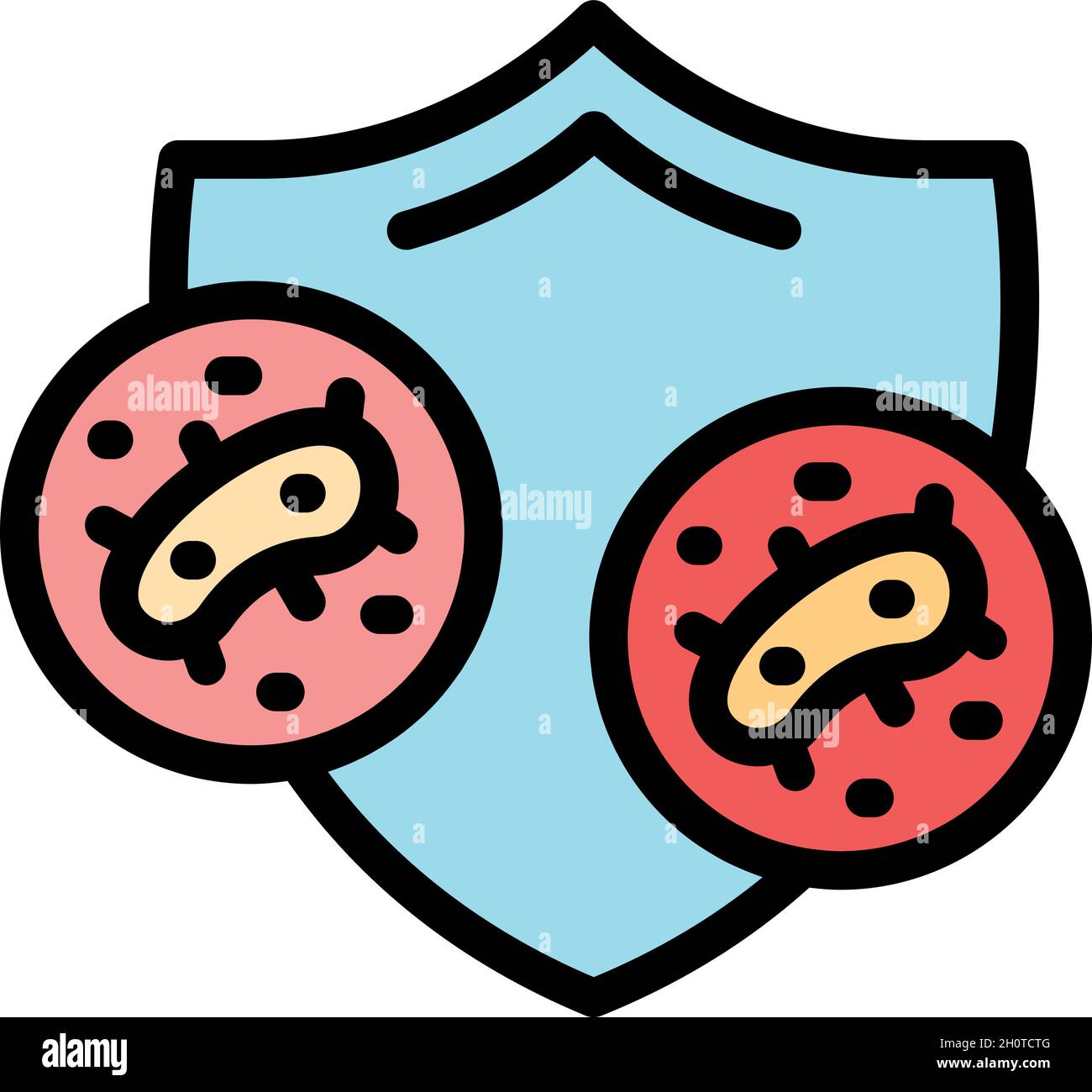 Shield bacterial protection icon. Outline shield bacterial protection ...