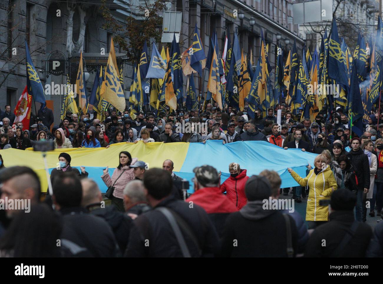 Kiev, Ukraine. 14th Oct, 2021. Activists of Ukrainian nationalist ...