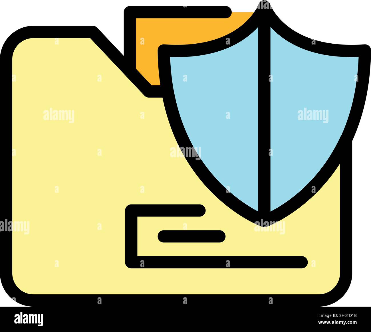 Secured folder icon. Outline secured folder vector icon color flat ...