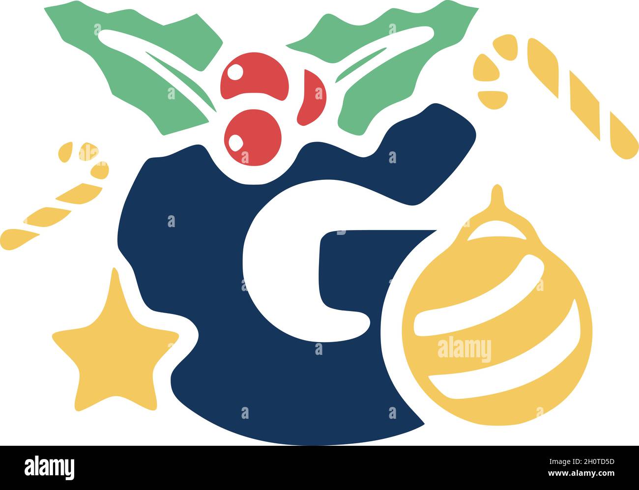 The letter g is decorated with mistletoe and Christmas elements. New ...
