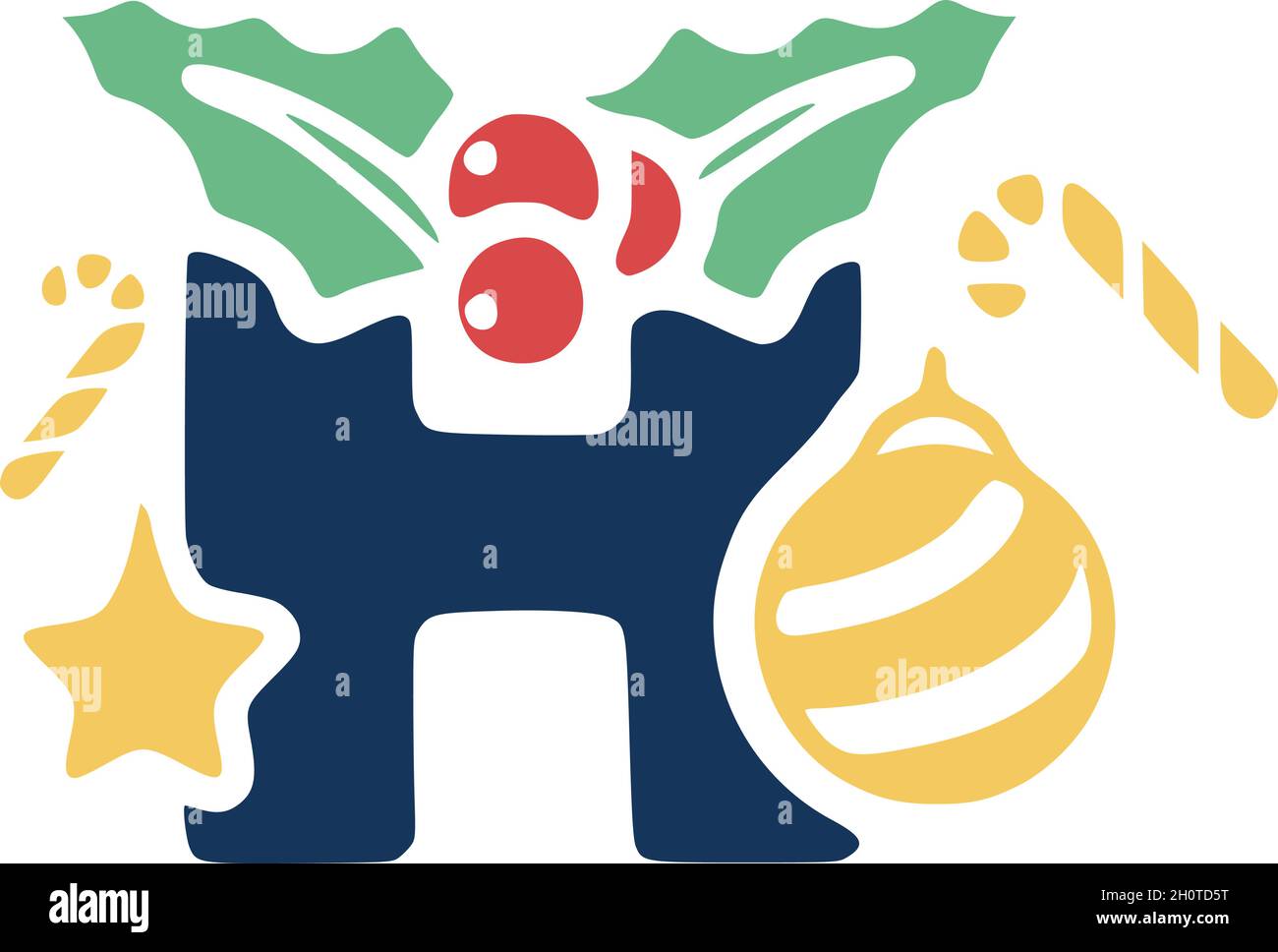 The letter h is decorated with mistletoe and Christmas elements. New ...
