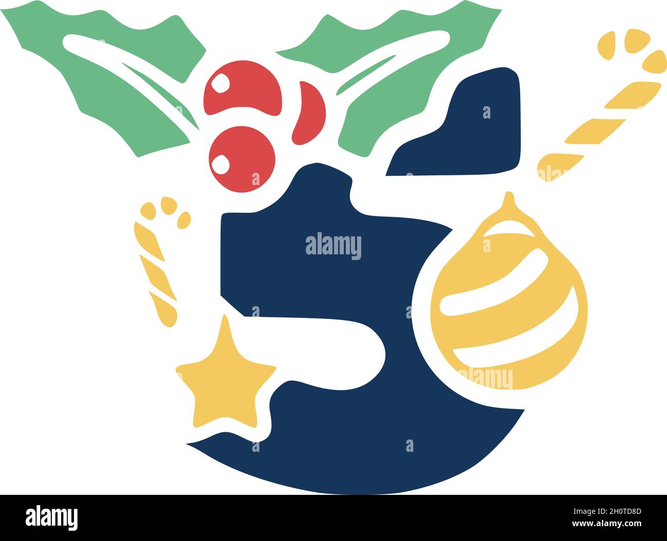 Number 5 is decorated with mistletoe and Christmas elements. New Year ...