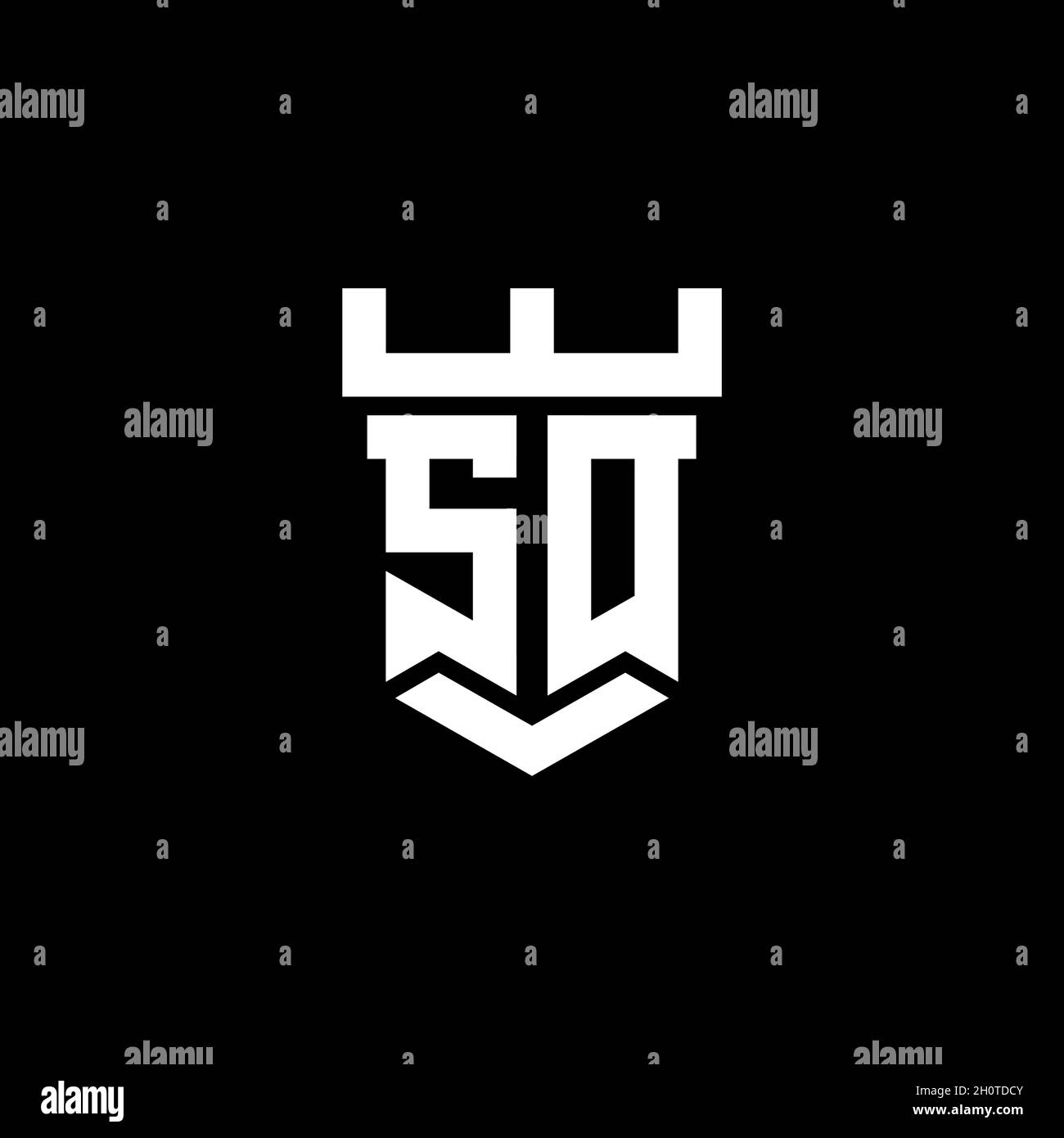 SO logo initial monogram with castle shape style design template ...