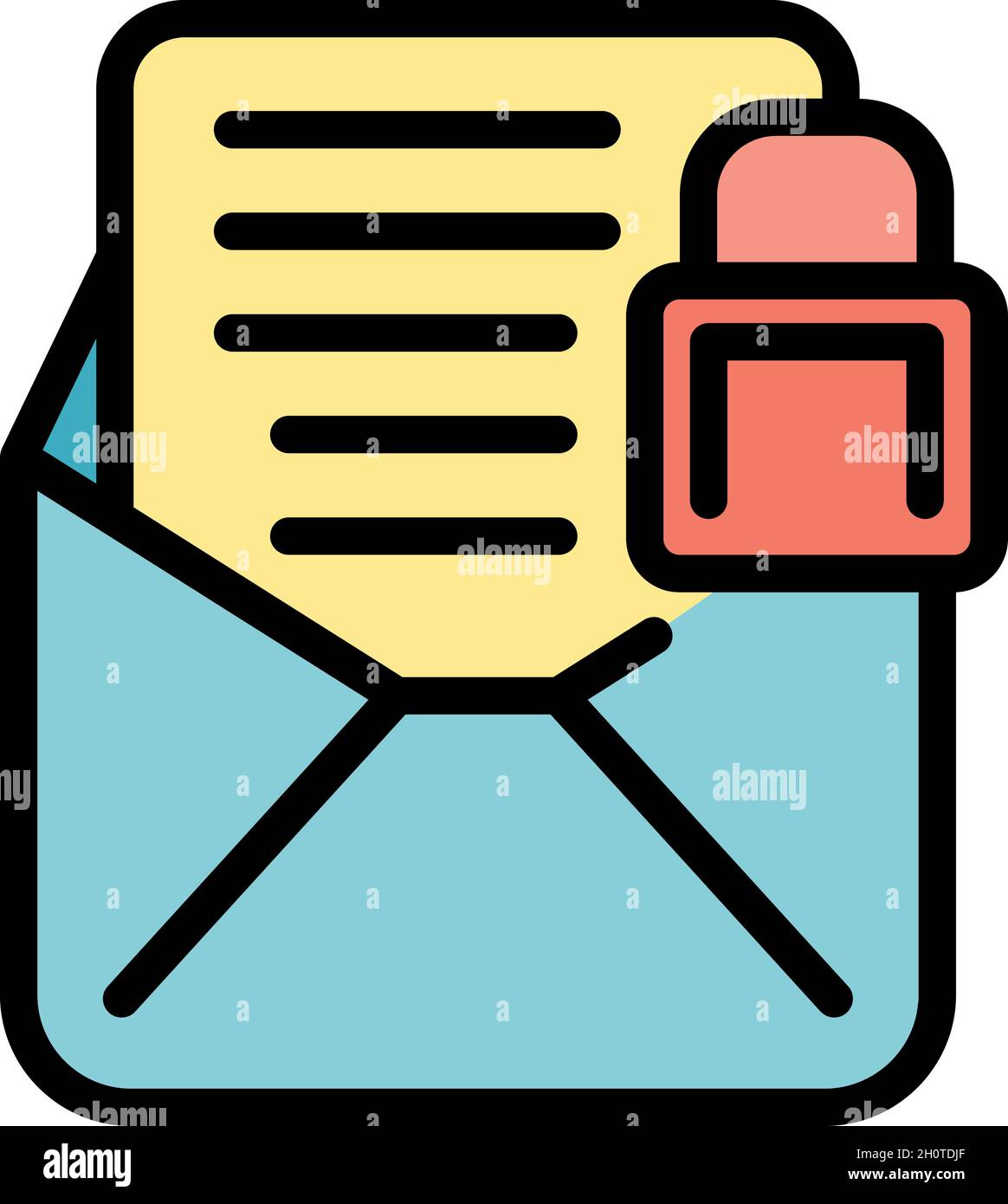Email locked icon. Outline email locked vector icon color flat isolated ...