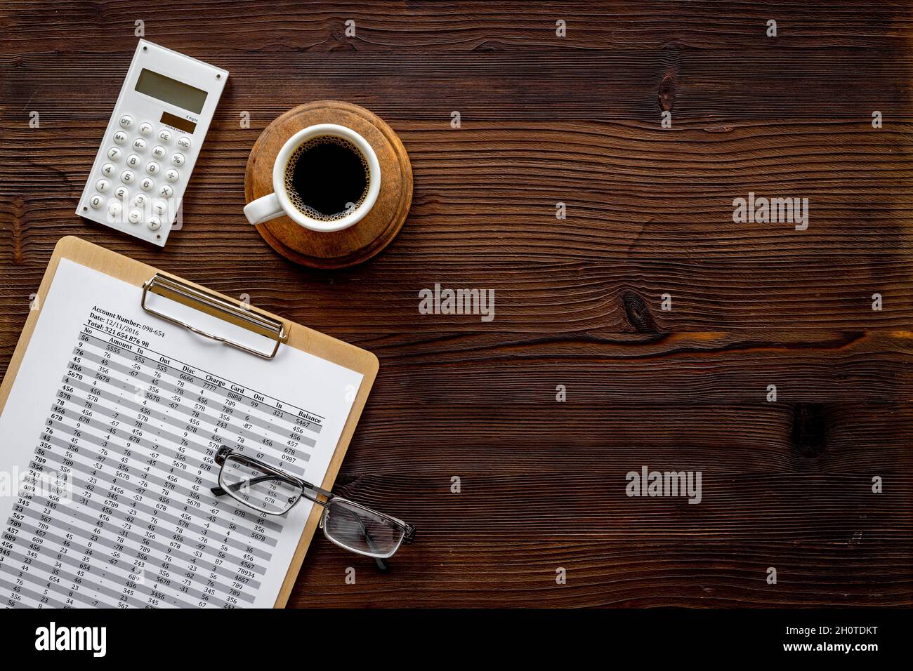 Taxes accounting on office table with calculator,top view Stock Photo ...