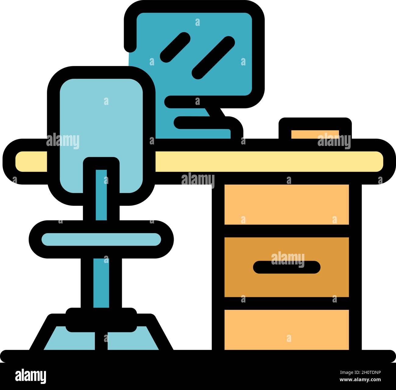 Ergonomic office icon. Outline ergonomic office vector icon color flat ...